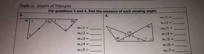 Solved Topic 2: Angles of Triangles For questions 3 and 4, | Chegg.com