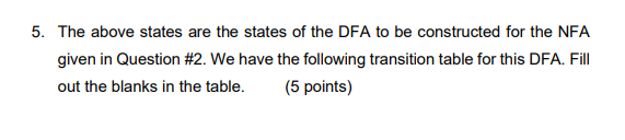Solved 5. The above states are the states of the DFA to be | Chegg.com