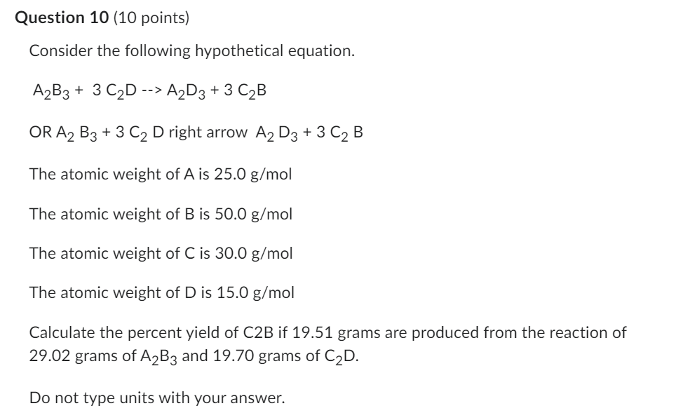 Solved Questıon 10 (10 poınts) Consider the following | Chegg.com