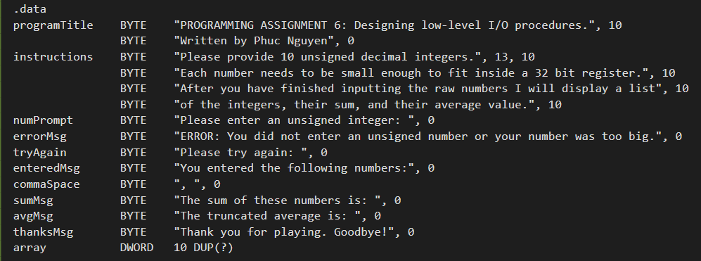 Solved INCLUDE Irvine32.inc ; Macro to get a string input | Chegg.com