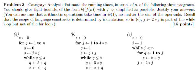 Solved Problem 3. [Category: Analysis] Estimate the running | Chegg.com