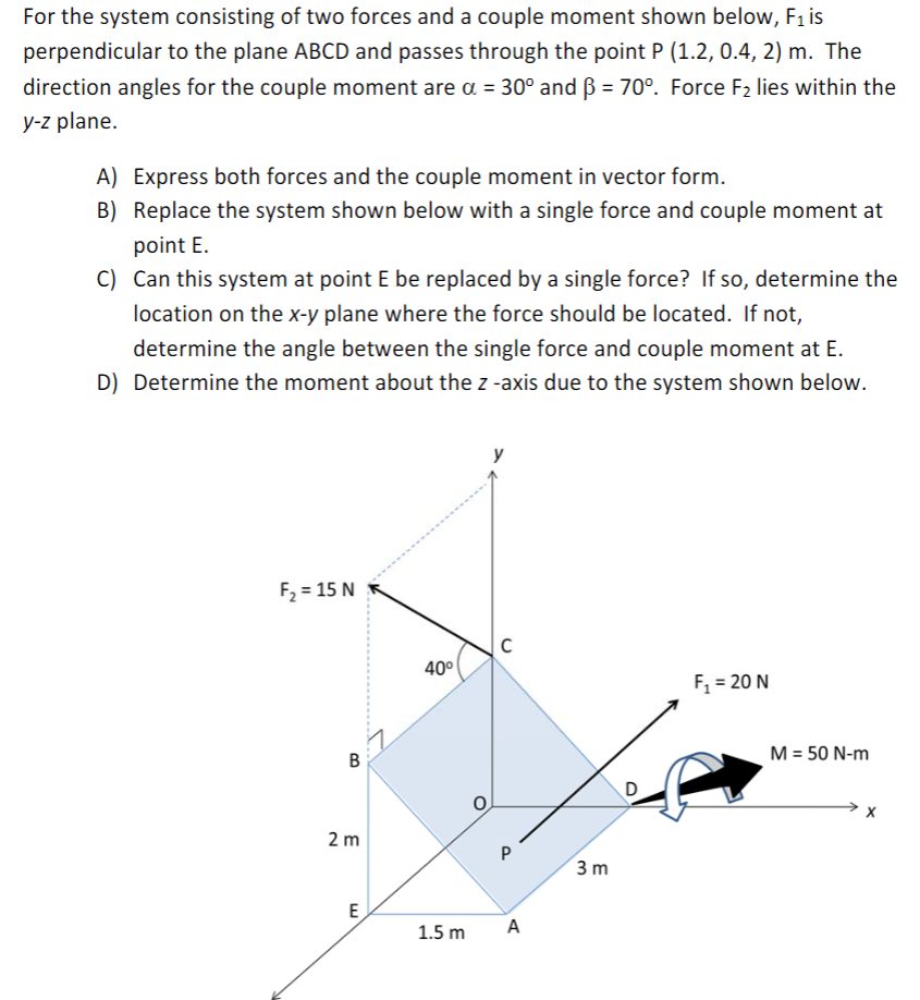 Solved For the system consisting of two forces and a couple | Chegg.com
