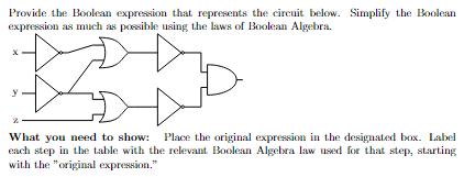 Provide the Boolean expression that represents the | Chegg.com