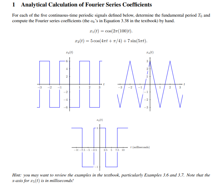Solved 1 Analytical Calculation of Fourier Series | Chegg.com