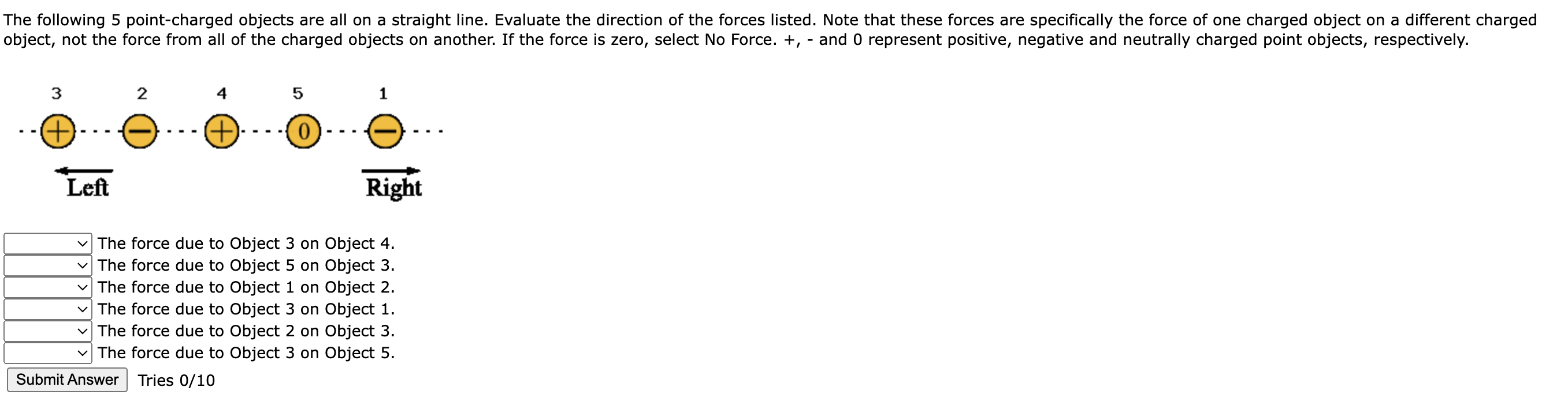 Solved \table[[Right, ,The force due to Object 2 ﻿on Object | Chegg.com