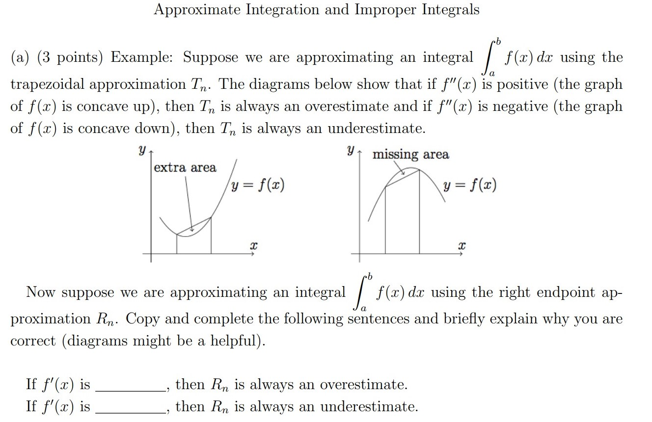 Solved Approximate Integration and Improper Integrals Ja (a) | Chegg.com