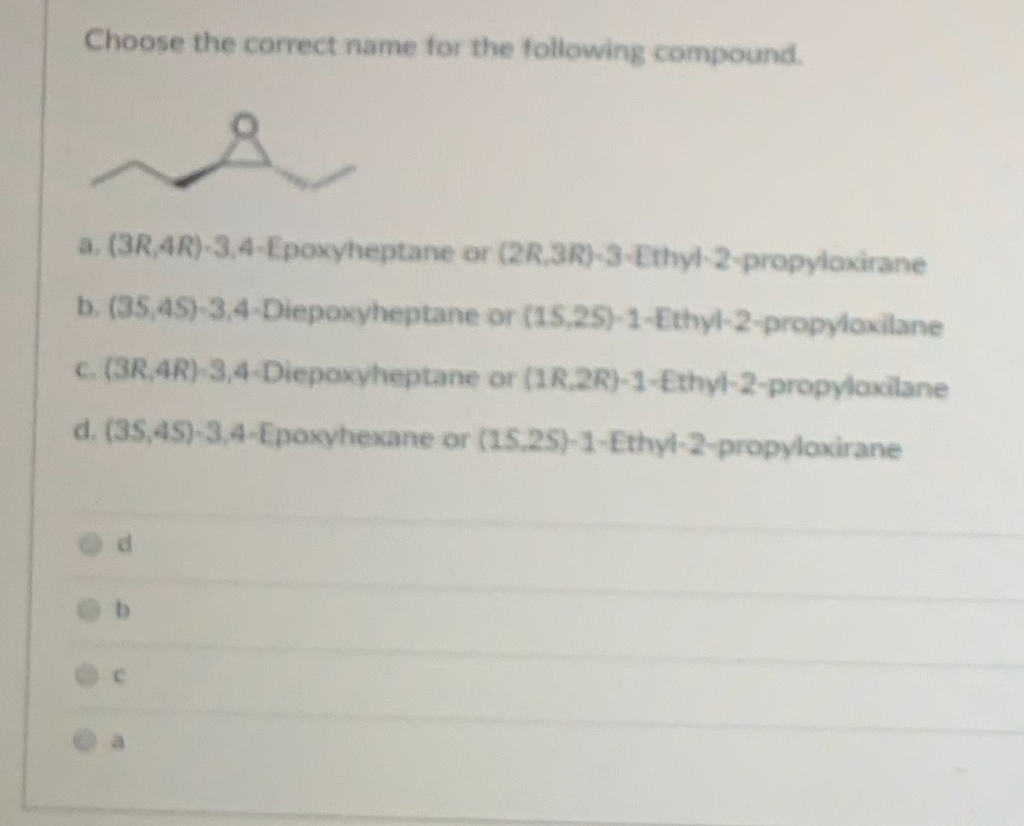 Solved Choose the correct name for the following compound. | Chegg.com