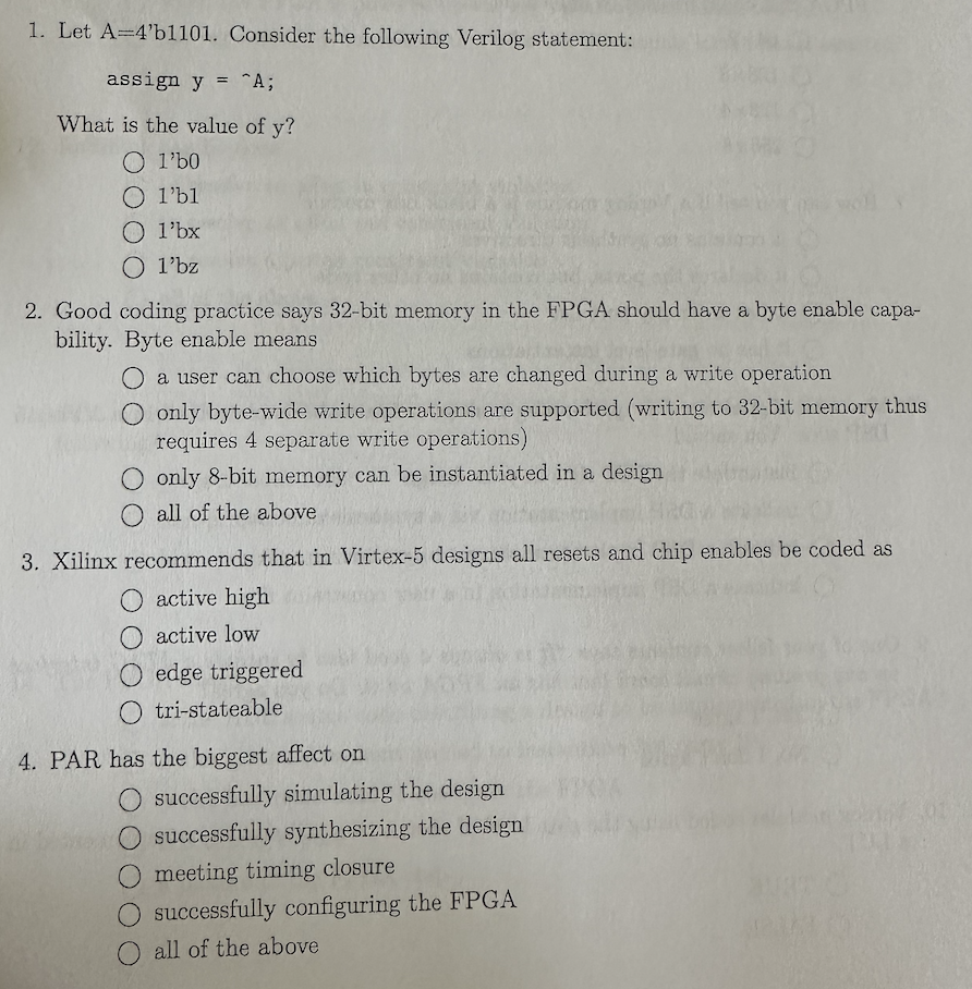 Solved 1. Let A=4 'b1101. Consider the following Verilog | Chegg.com