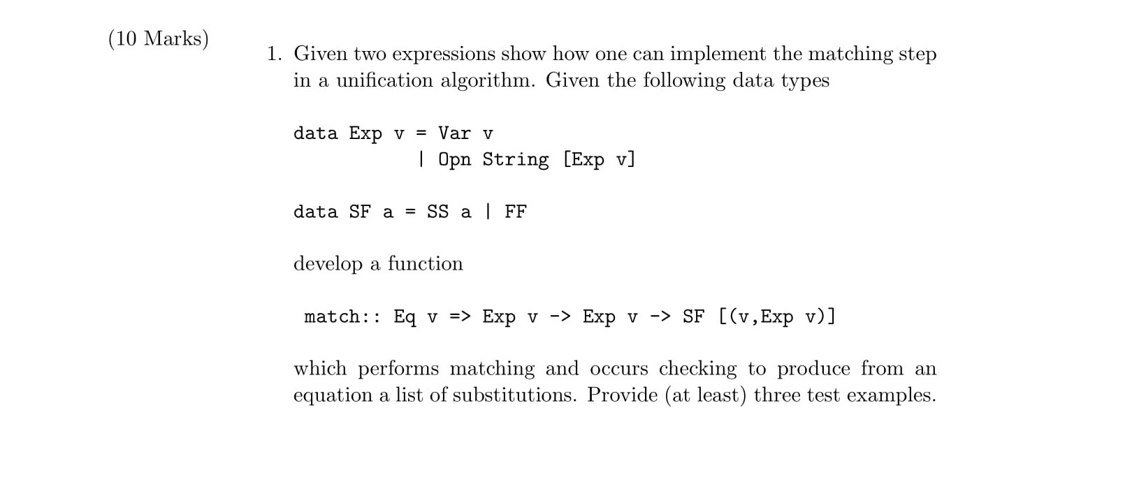 (10 Marks) 1. Given two expressions show how one can | Chegg.com