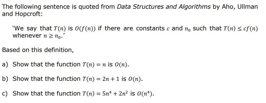 Solved The following sentence is quoted from Data Structures | Chegg.com