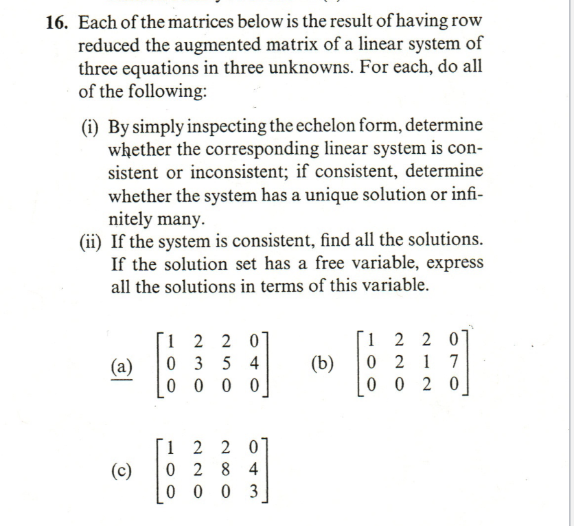 Solved 16. Each of the matrices below is the result of | Chegg.com