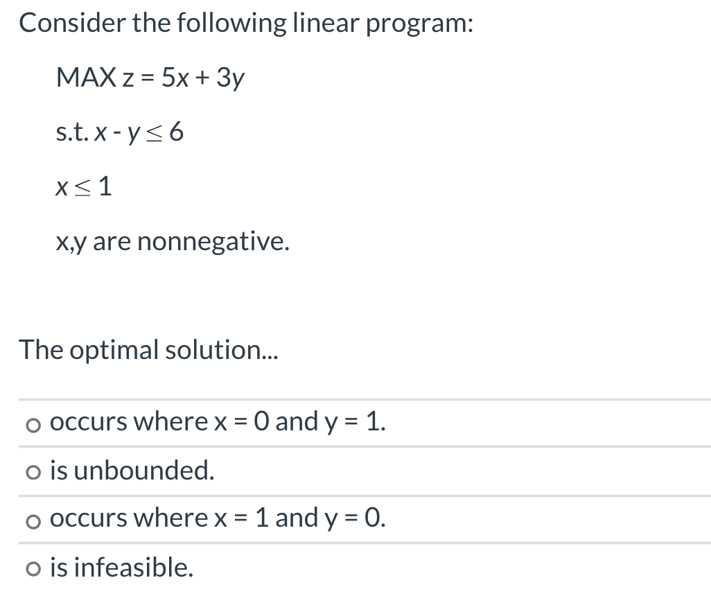 Solved Consider the following linear program: MAX z = 5x + | Chegg.com