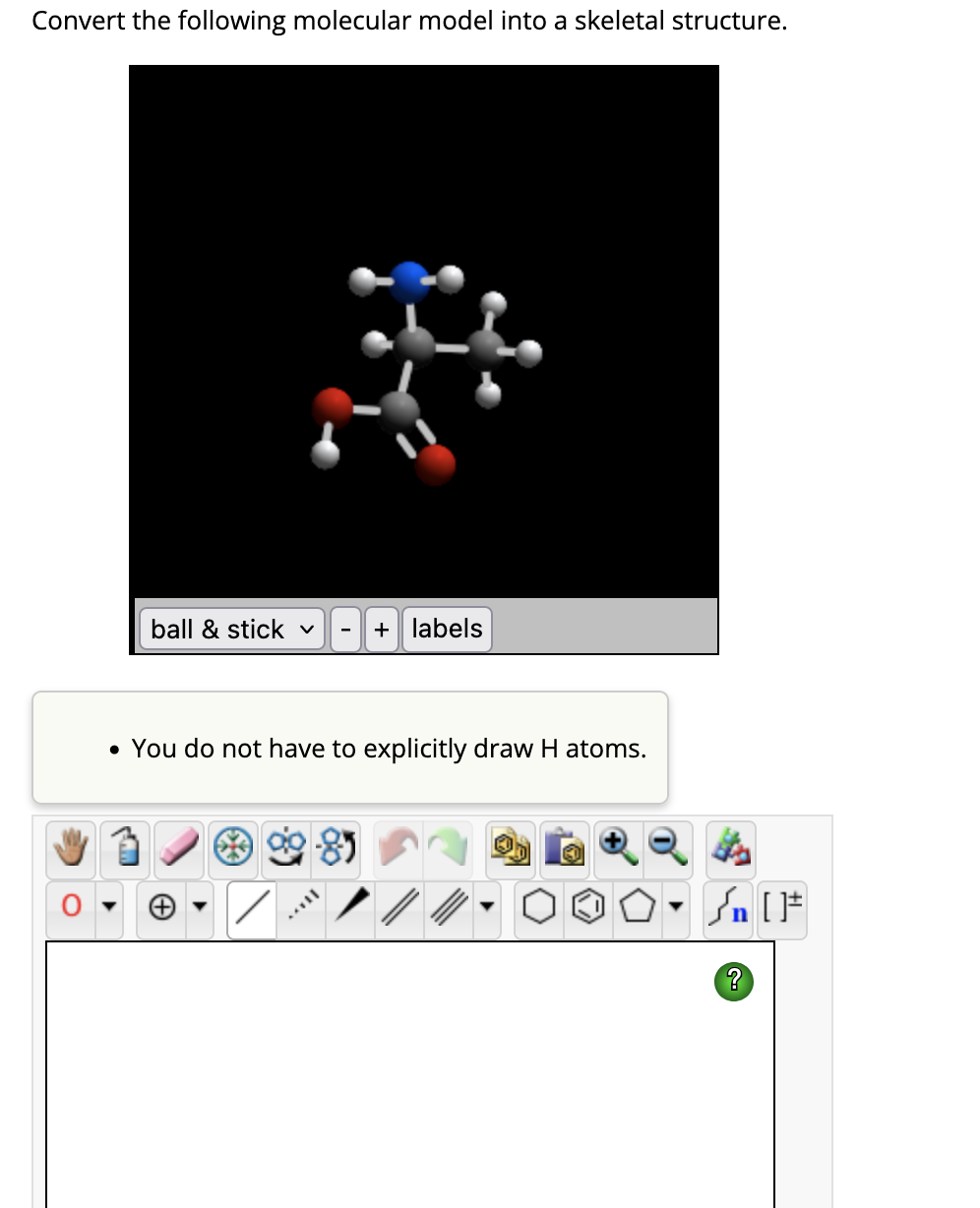 Solved Convert the following molecular model into a skeletal | Chegg.com