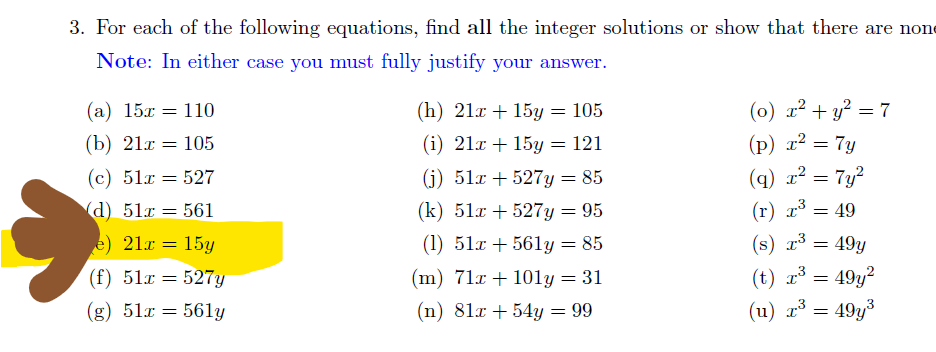 Solved For each of the following equations, find all the | Chegg.com