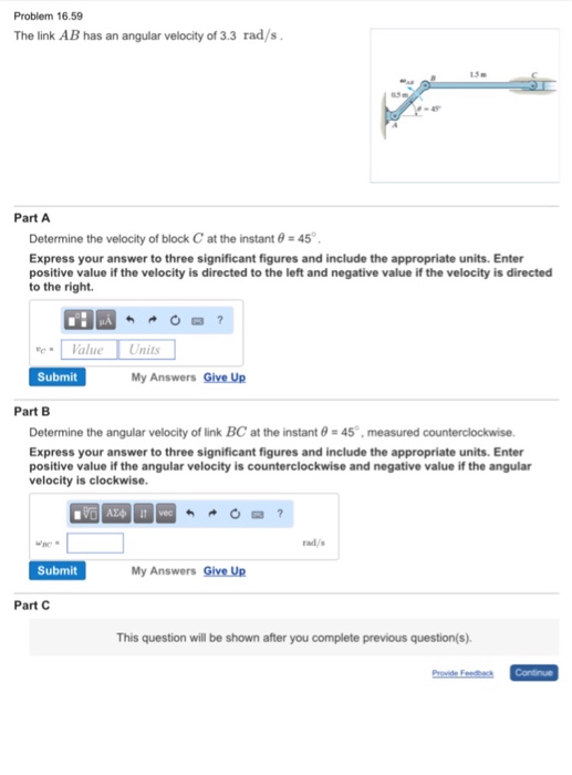 Solved The link AB has an angular velocity of 3.3 rad/s. | Chegg.com