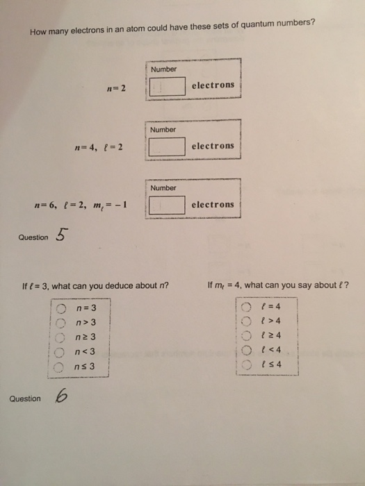 Solved How many electrons in an atom could have these sets | Chegg.com