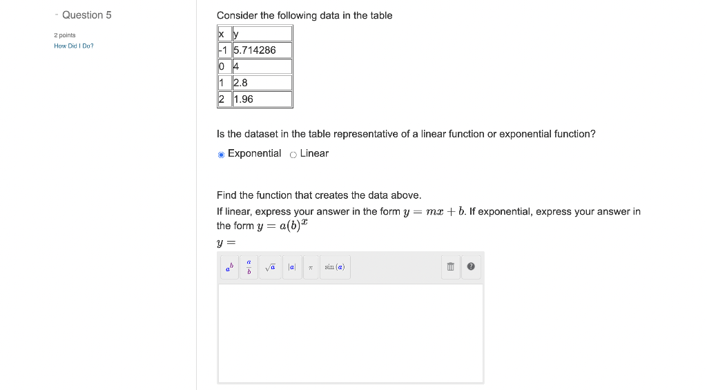 Solved Consider the following data in the table Is the | Chegg.com