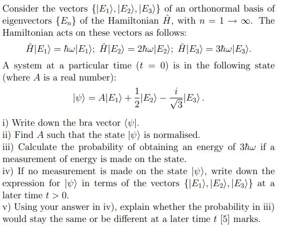 Solved Consider the vectors {EL), E2, E3)} of an orthonormal | Chegg.com