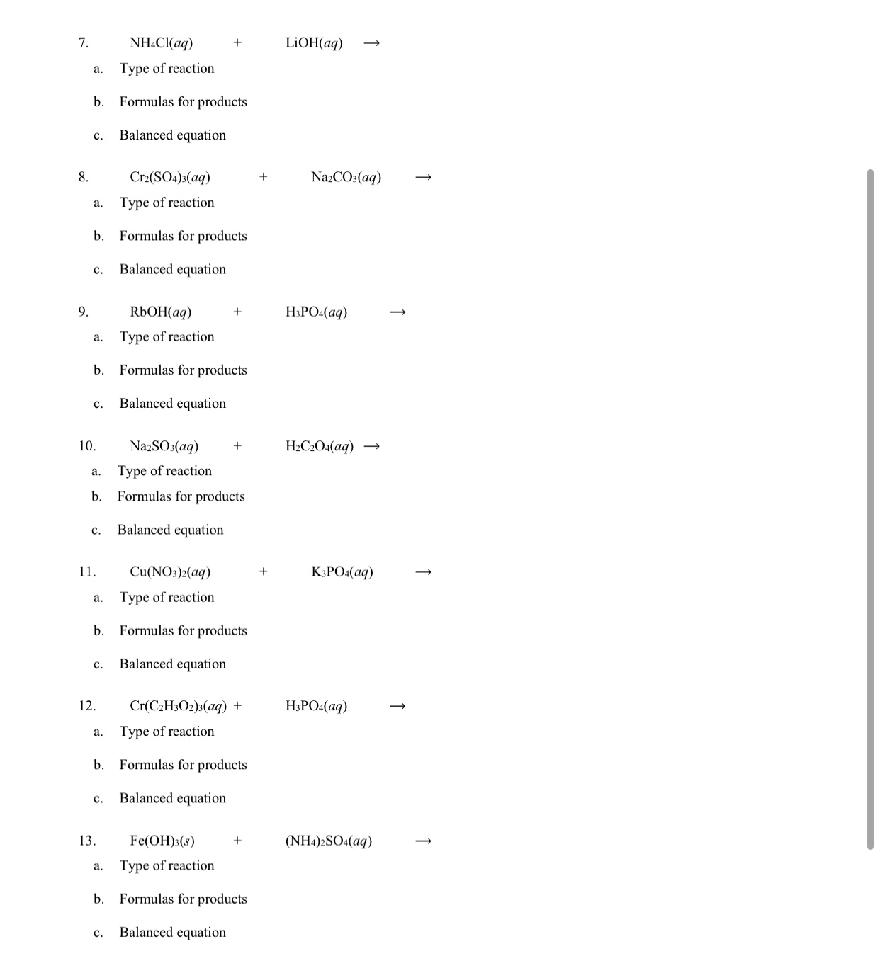 Solved X7.4 - Predicting Reaction Products Name Directions: | Chegg.com