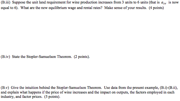 Solved B. Stopler-Samuelson Theorem. Suppose there is a | Chegg.com