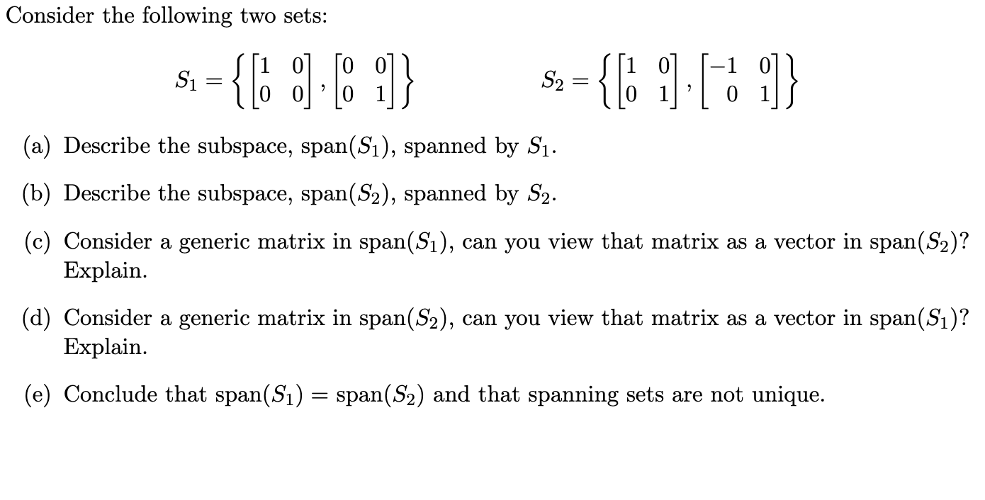 Solved Consider the following two sets: | Chegg.com Solved Consider the following two sets: | Chegg.com