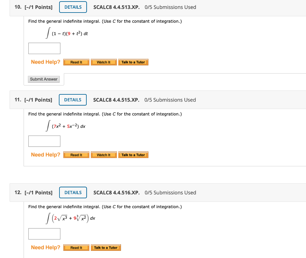 Solved 10. [-/1 Points] DETAILS SCALC8 4.4.513.XP. 0/5 | Chegg.com