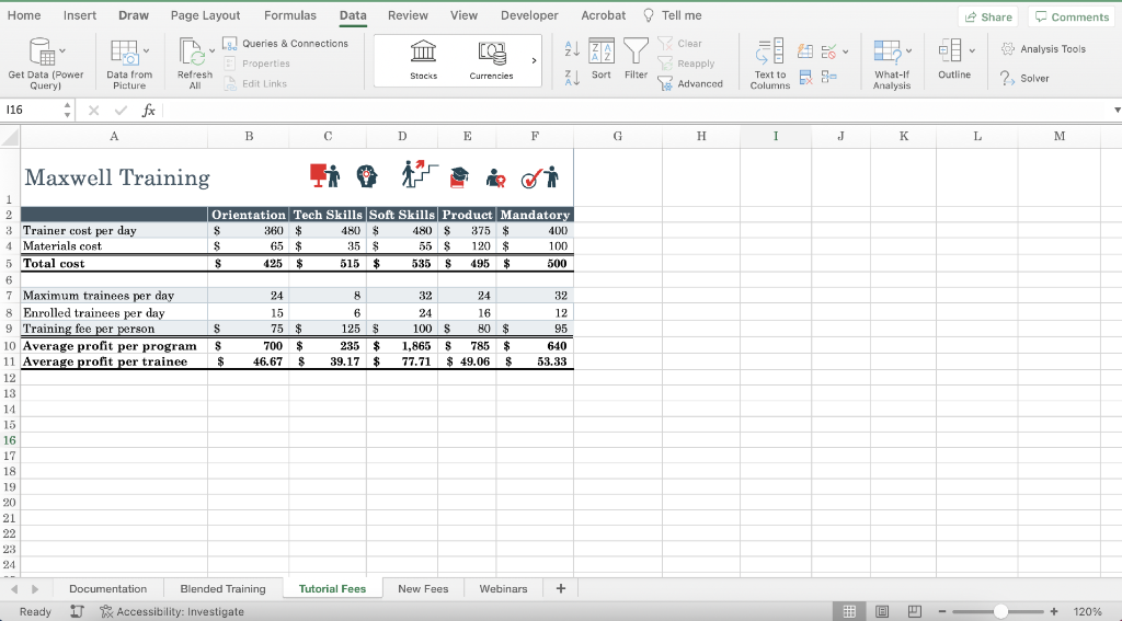 Go to the Tutorial Fees worksheet. This worksheet | Chegg.com