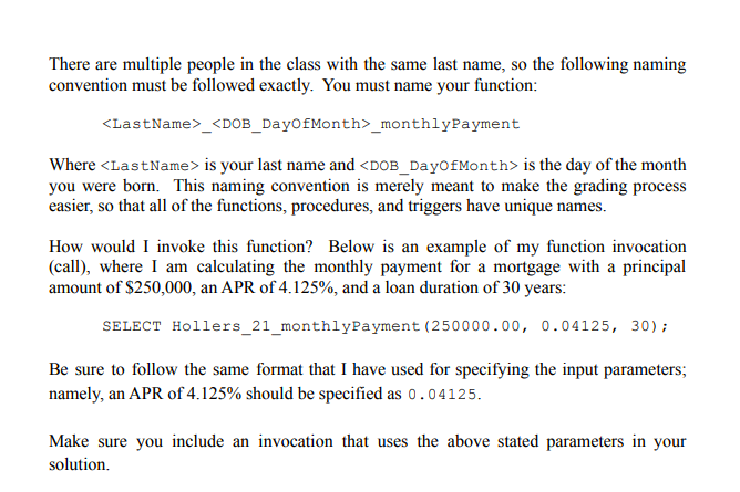 Solved Question 1: Write a SQL function that accepts a | Chegg.com