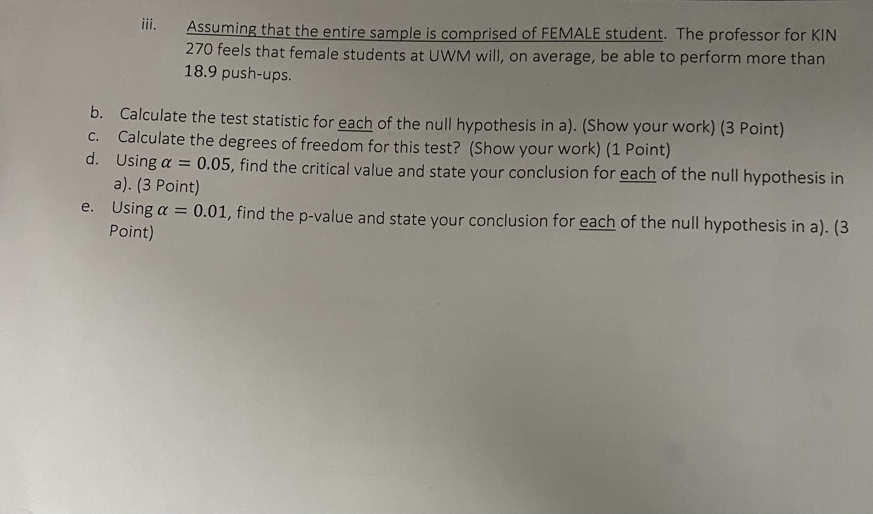 Solved iii. Assuming that the entire sample is comprised of | Chegg.com
