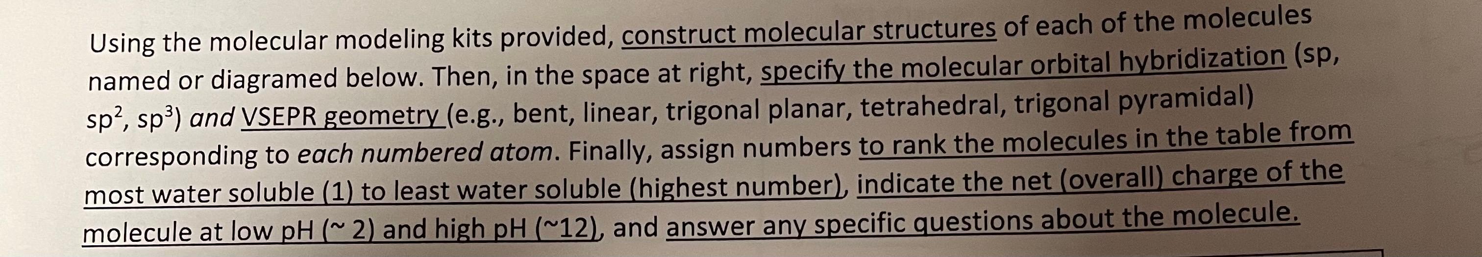 Solved Using the molecular modeling kits provided, construct | Chegg.com
