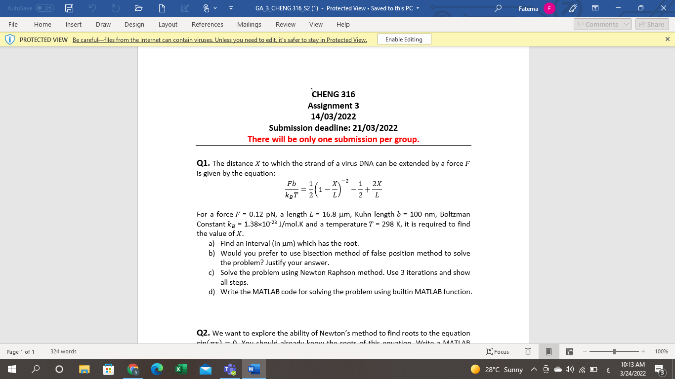 Solved AutoSave Off o o GA_3_CHENG 316_S2 (1) - Protected | Chegg.com