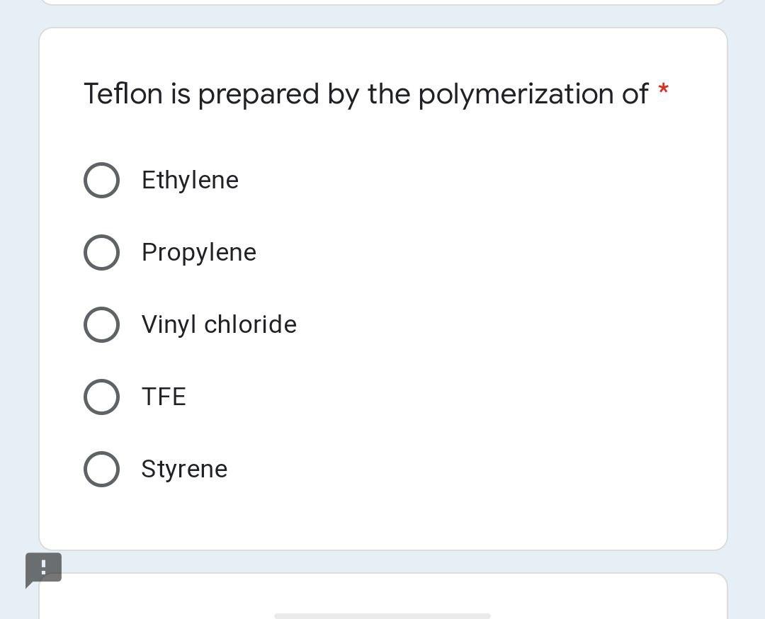 Solved Teflon Is Prepared By The Polymerization Of