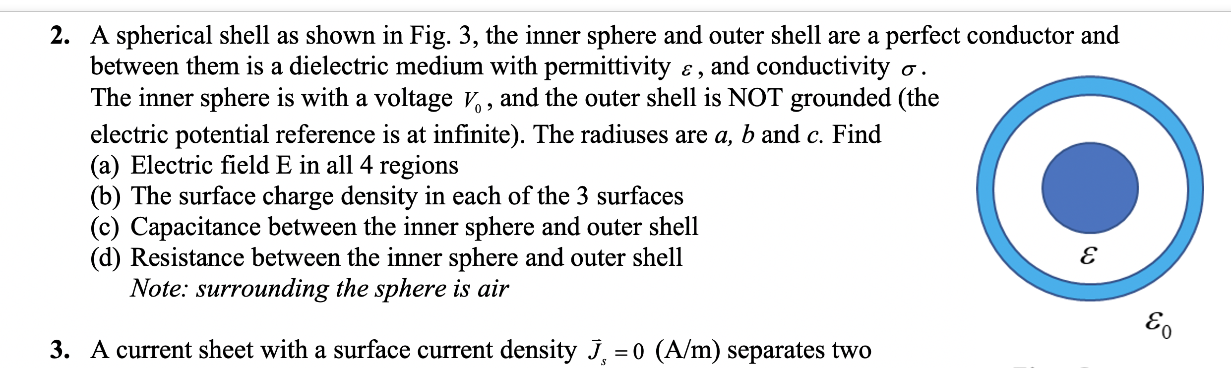 Solved 2. A spherical shell as shown in Fig. 3, the inner | Chegg.com