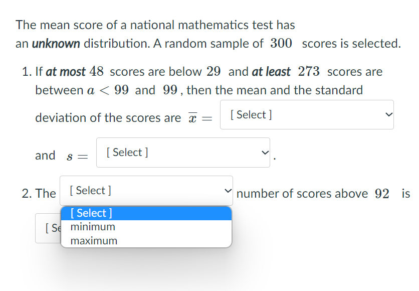 Solved The mean score of a national mathematics test has an | Chegg.com
