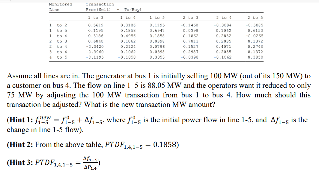 Solved LINE OUTAGE DISTRIBUTION FACTOR (LODF) MATRIXAssume | Chegg.com
