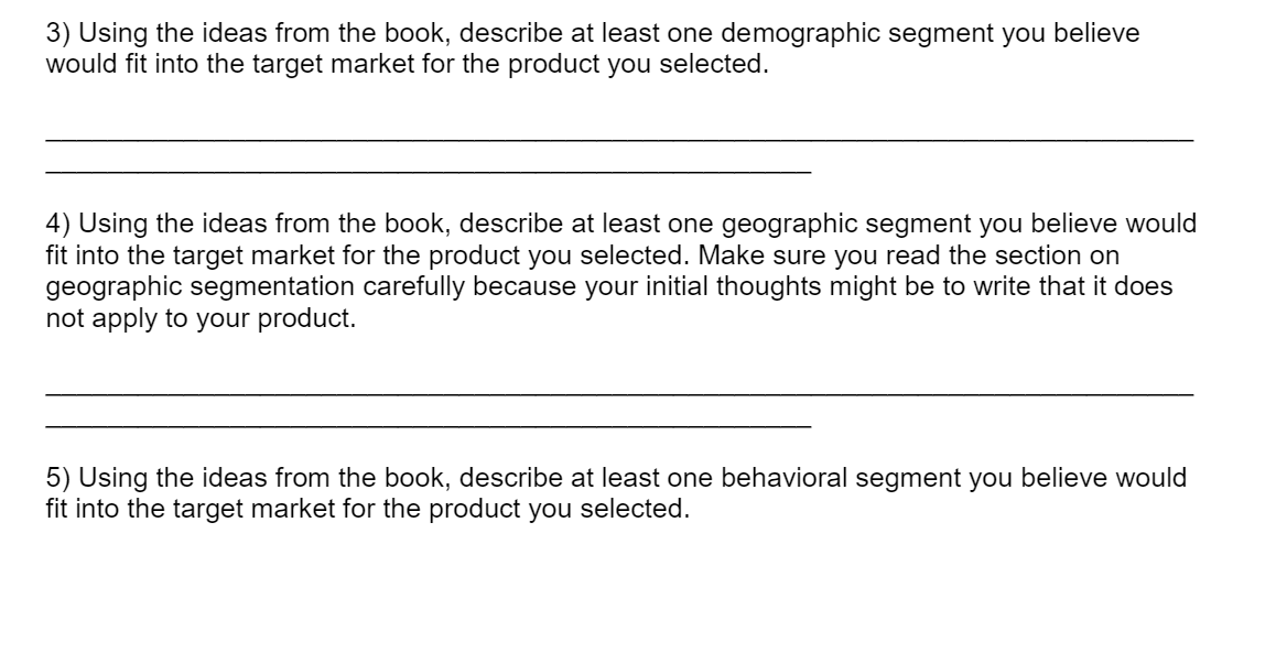 Solved Assignment on Market Segmentation and Targeting | Chegg.com