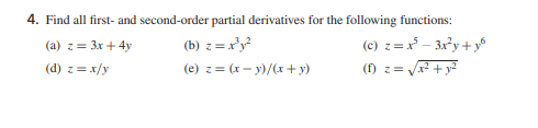 Solved 4. Find all first- and second-order partial | Chegg.com