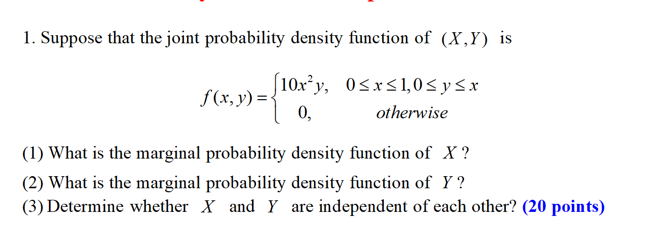 Solved Suppose that the joint probability density function | Chegg.com