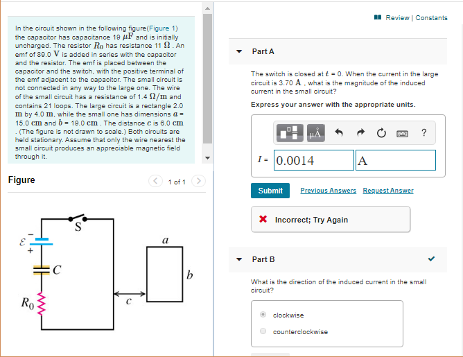 Solved Review Constants Part A In the circuit shown in the | Chegg.com