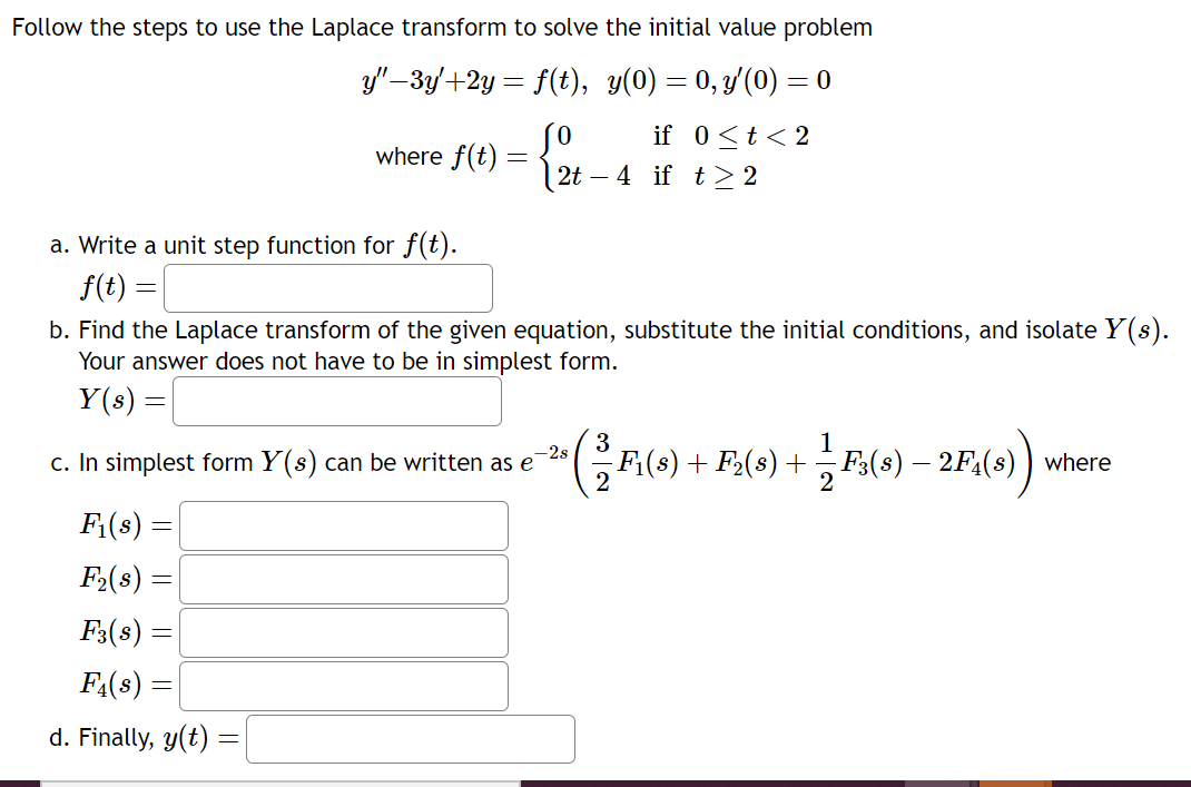 Solved Follow the steps to use the Laplace transform to | Chegg.com
