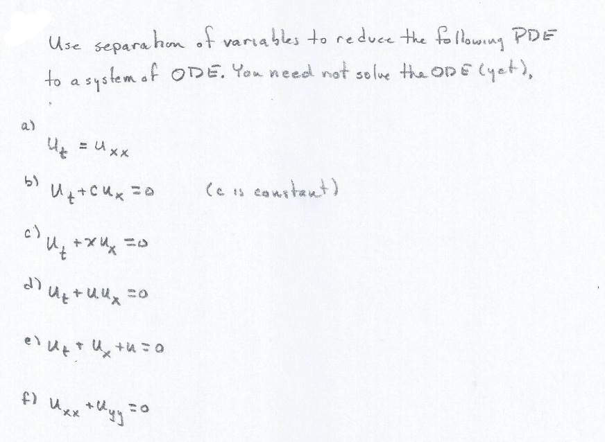 Solved Use separation of variables to reduce the following | Chegg.com