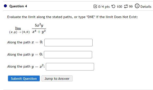 Solved Evaluate the limit along the stated paths, or type | Chegg.com