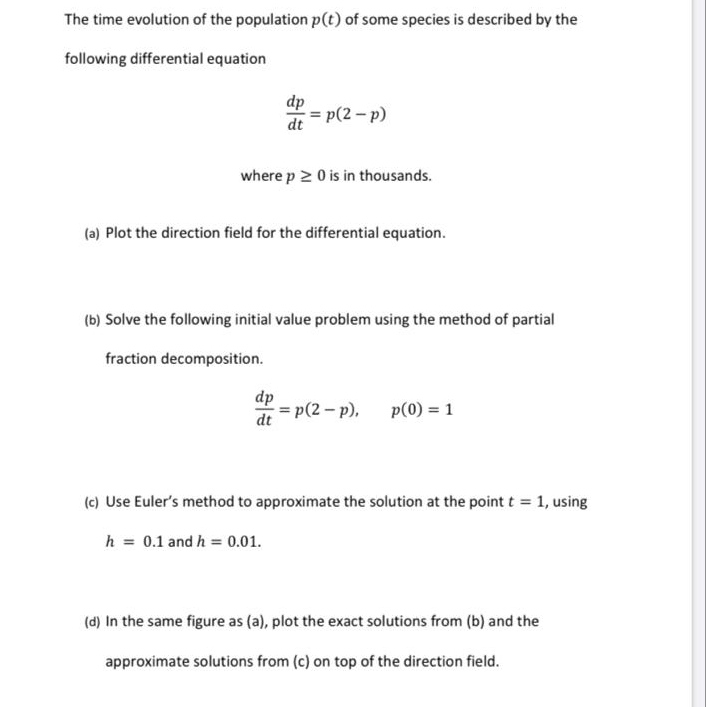 Solved The time evolution of the population p(t) of some | Chegg.com