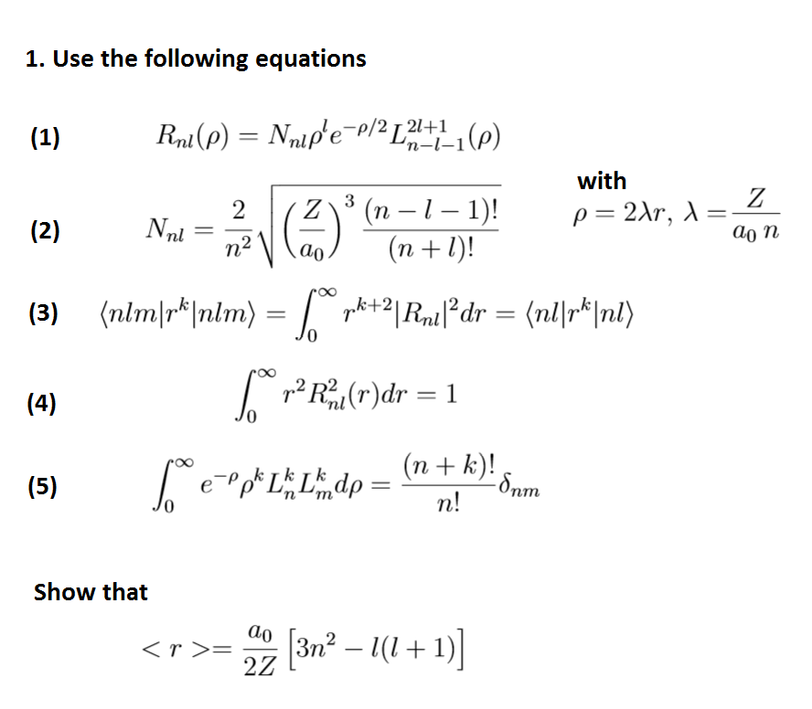 Solved 1. Use the following equations (1) Rni(P) = | Chegg.com