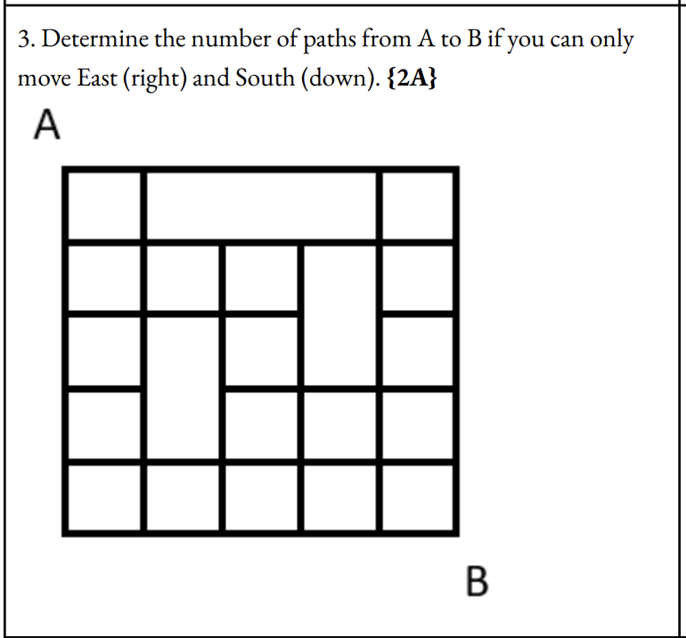 Solved 3. ﻿Determine the number of paths from \( ﻿A \) ﻿to | Chegg.com