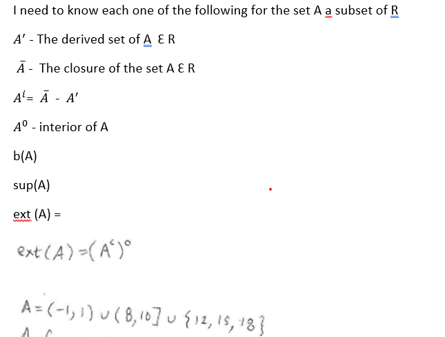 Solved I need to know each one of the following for the set | Chegg.com