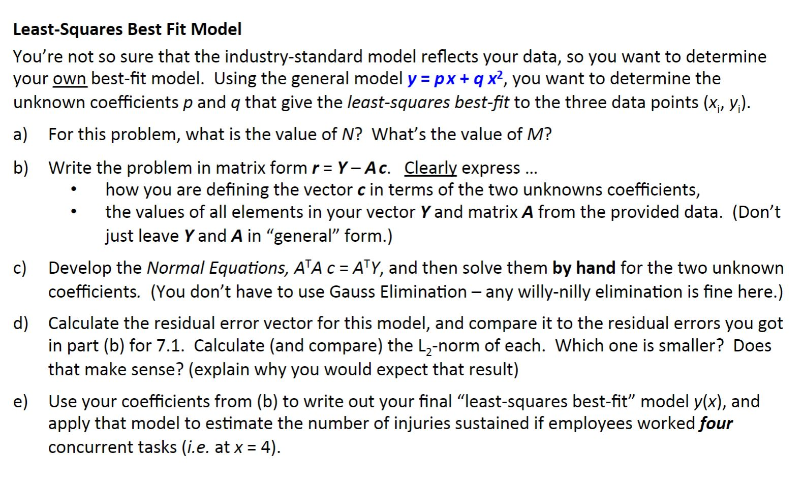 Least-Squares Best Fit Model You're not so sure that | Chegg.com