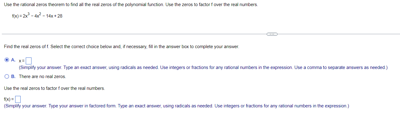 Solved Use the rational zeros theorem to find all the real | Chegg.com