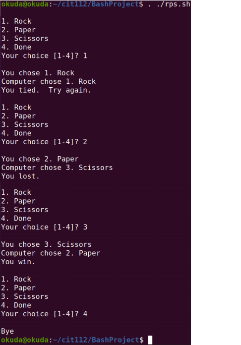 Solved Task: Write a bash script (rps.sh) that allows you to | Chegg.com