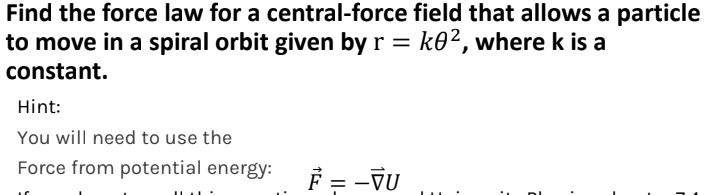 Solved Find the force law for a central-force field that | Chegg.com
